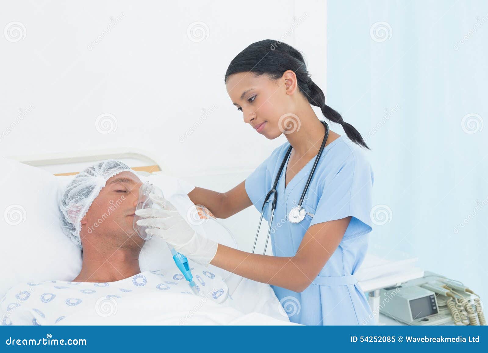 Doctor Putting an Oxygen Mask Stock Image - Image of nasal, illness ...
