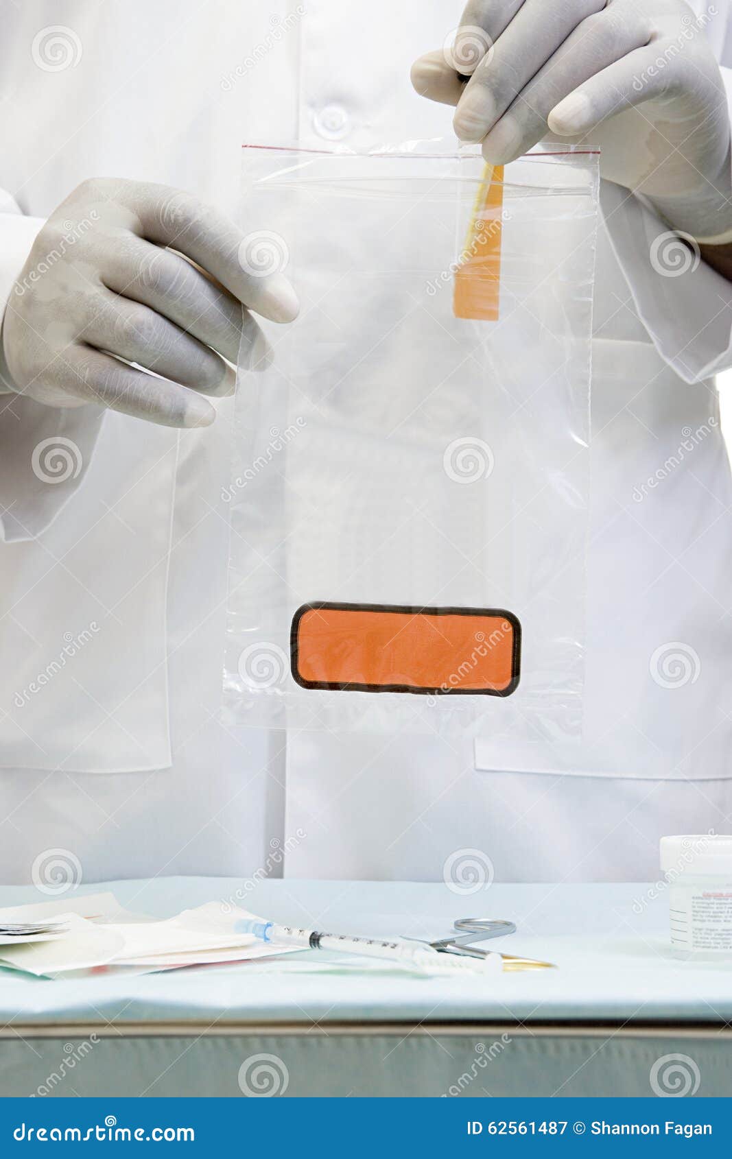 Doctor Putting a Sample in Biohazard Bag Stock Image - Image of ...