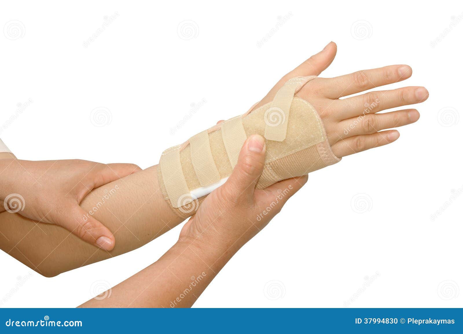 Doctor putting wrist brace stock photo. Image of treatment - 37994830