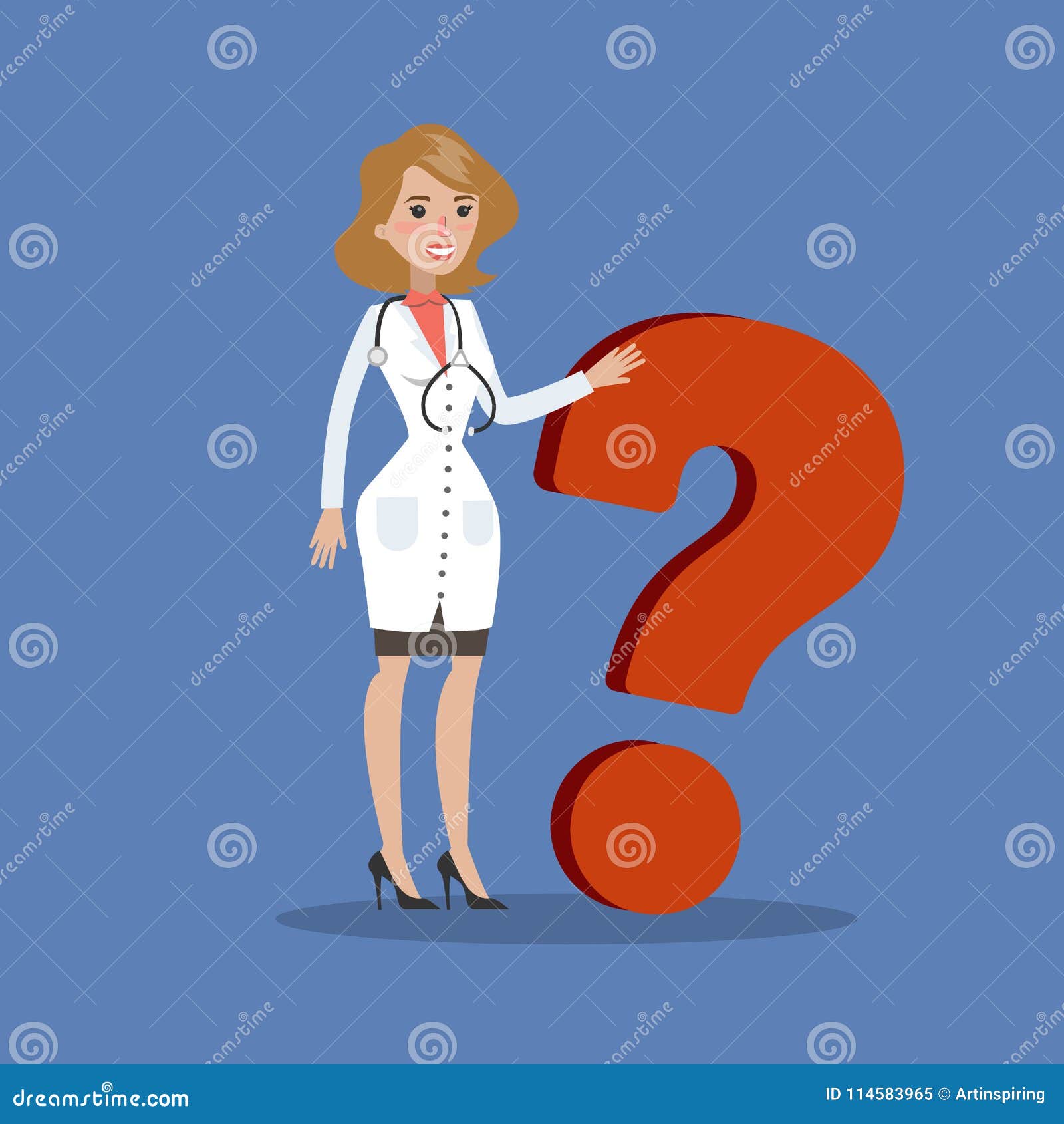 Doctor with question. stock vector. Illustration of medical - 114583965