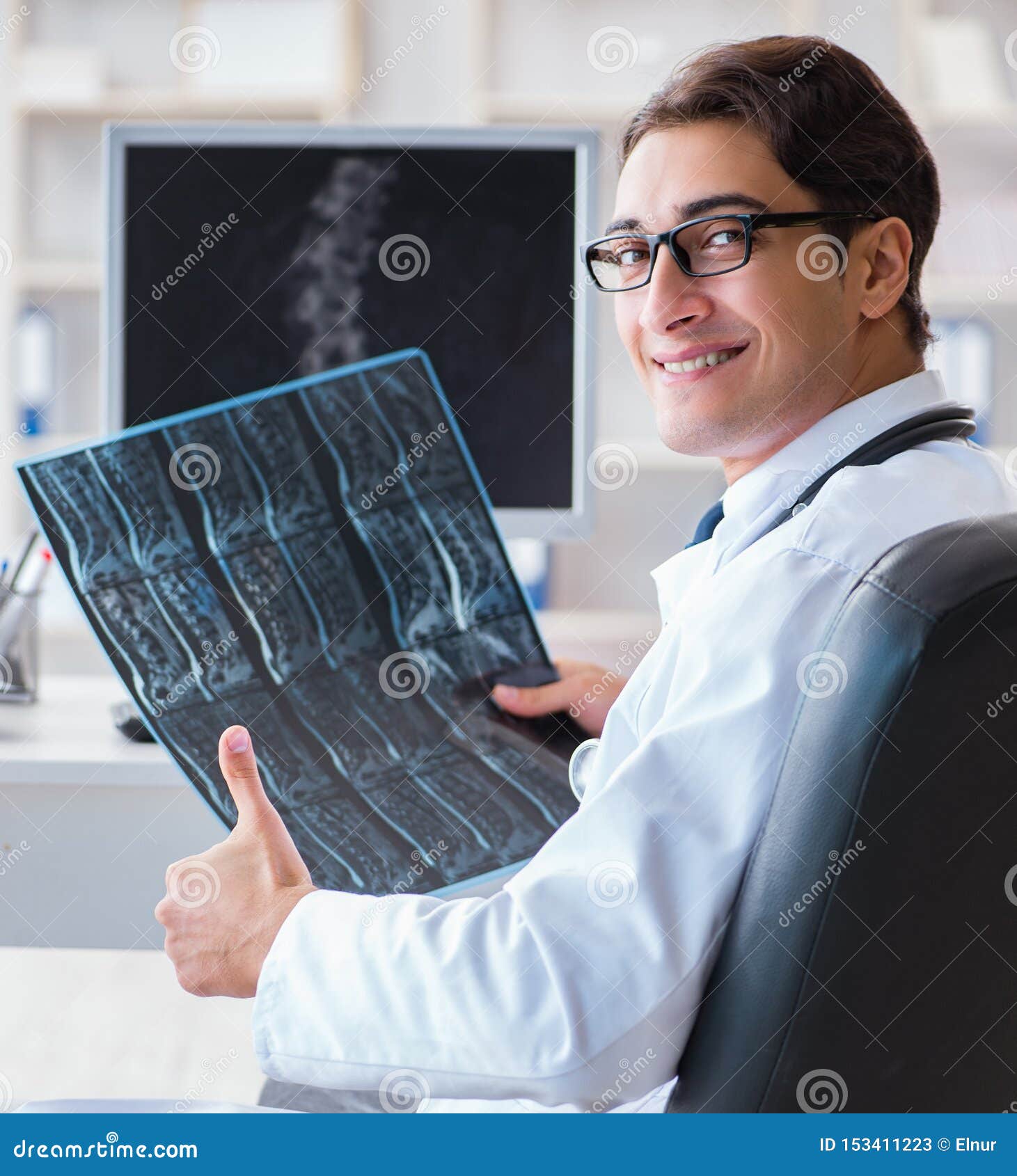 Doctor Radiologist Looking at X-ray Images Stock Image - Image of ...