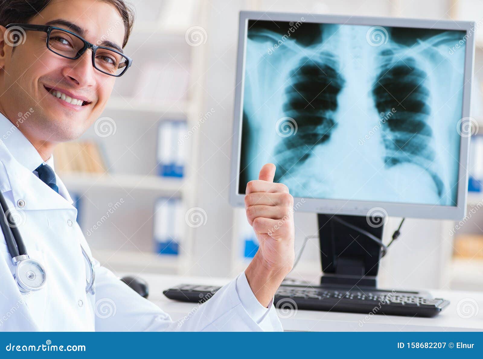 Doctor Radiologist Looking at X-ray Images Stock Image - Image of ...