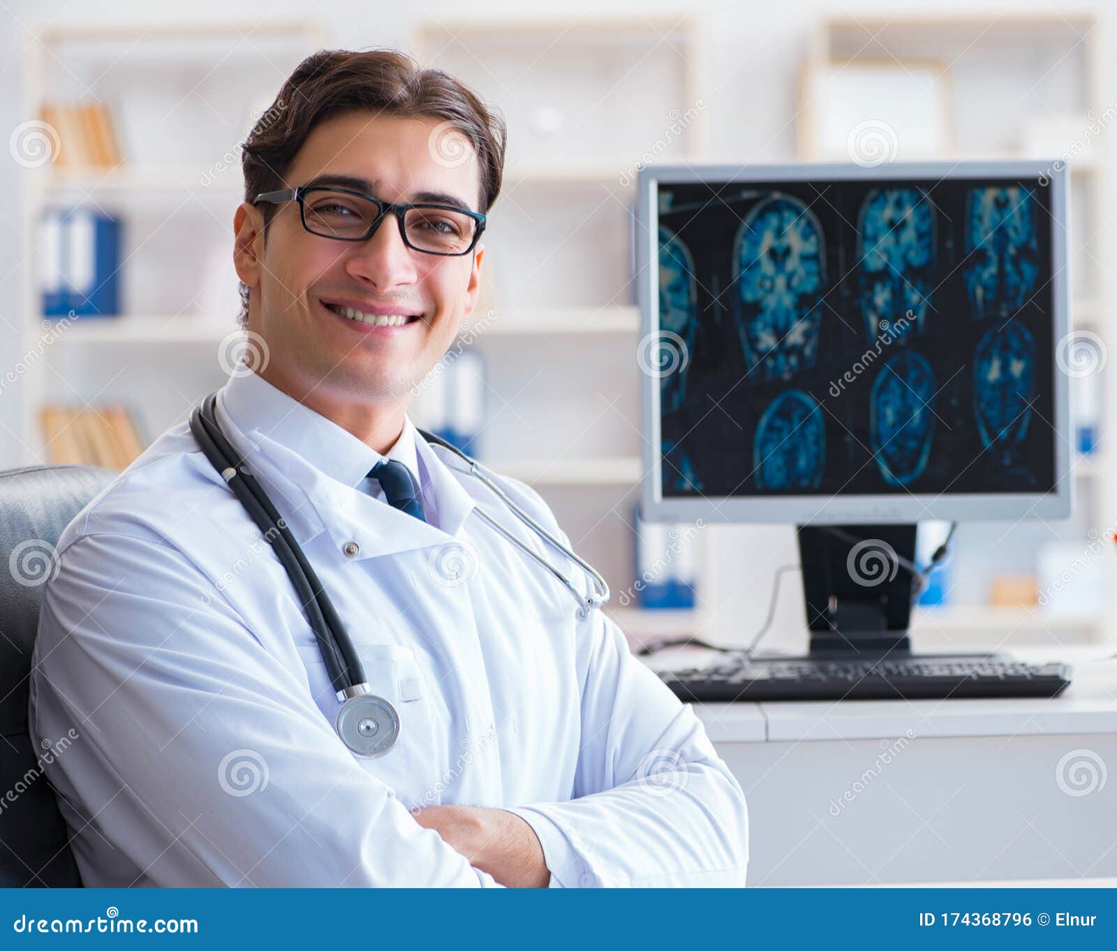 Doctor Radiologist Looking at X-ray Images Stock Photo - Image of ...