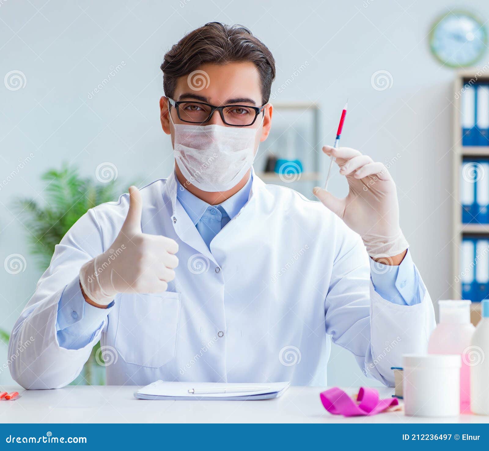 Doctor with Red Blood Sample Stock Image - Image of analysis ...