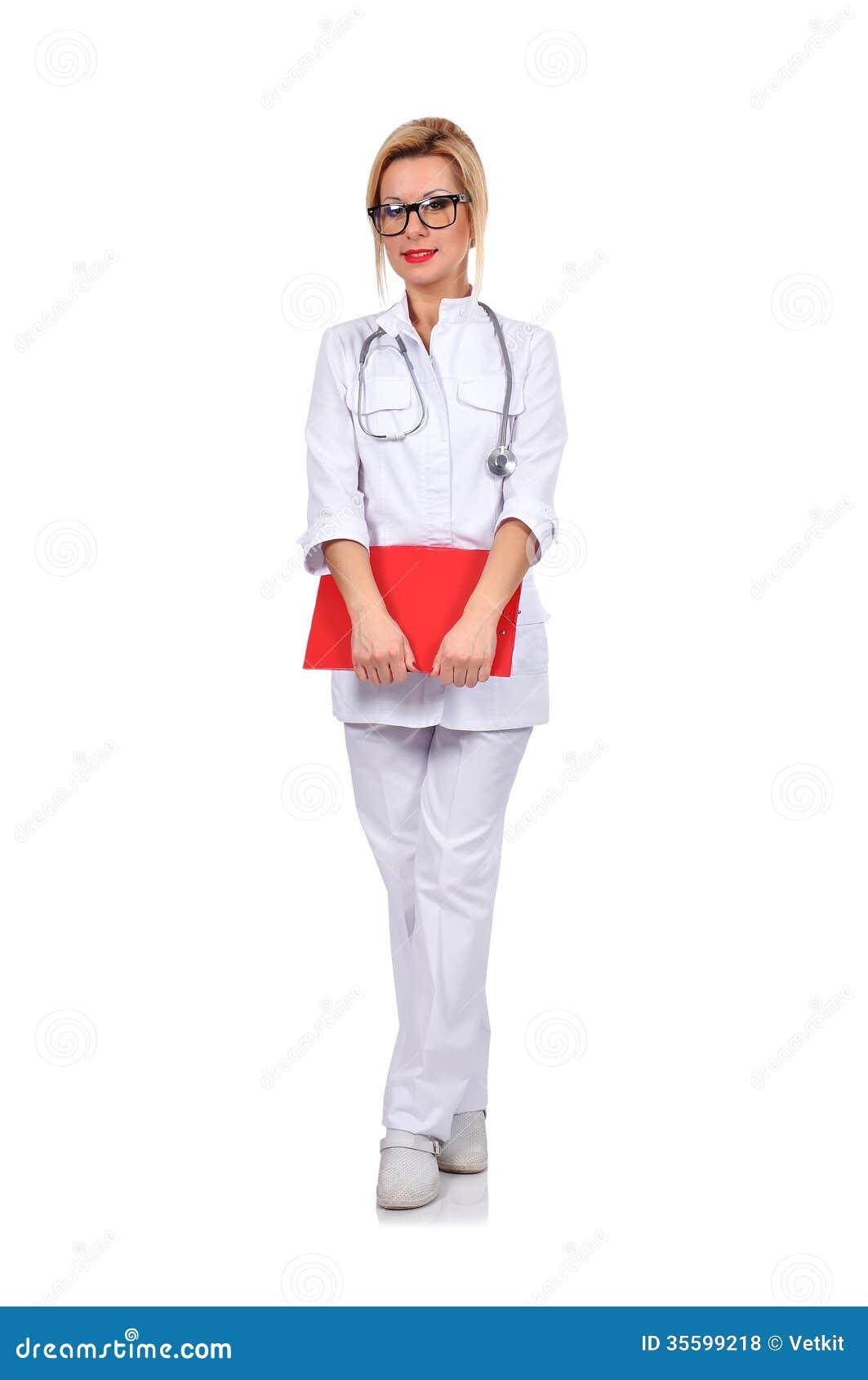 Doctor with red clipboard stock photo. Image of hand - 35599218