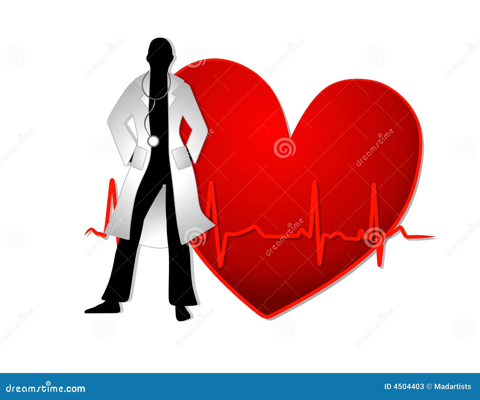 Doctor with Red Heart EKG Line Stock Illustration - Illustration of ...