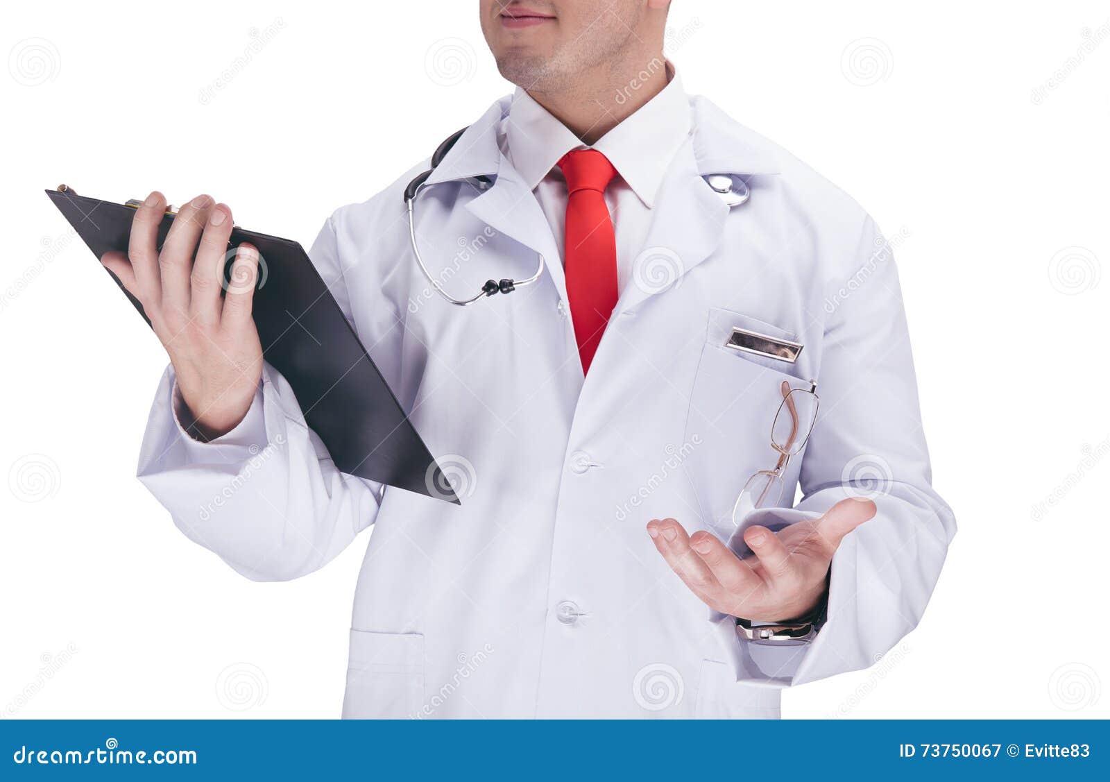 Doctor with a Red Tie Holding a Tablet . High Resolution. Stock Image ...