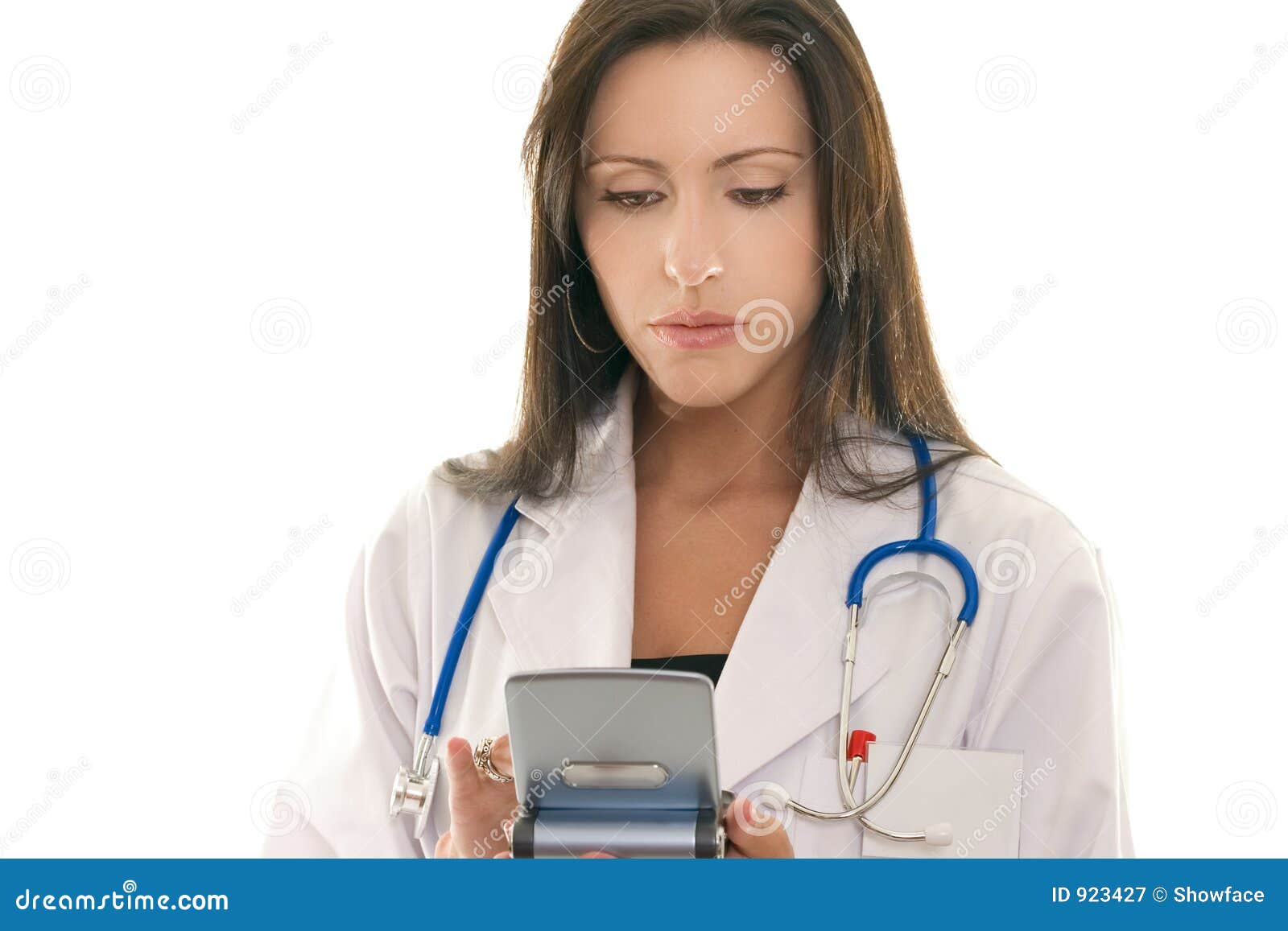 Doctor Referencing Information on a Portable Device Stock Image - Image ...