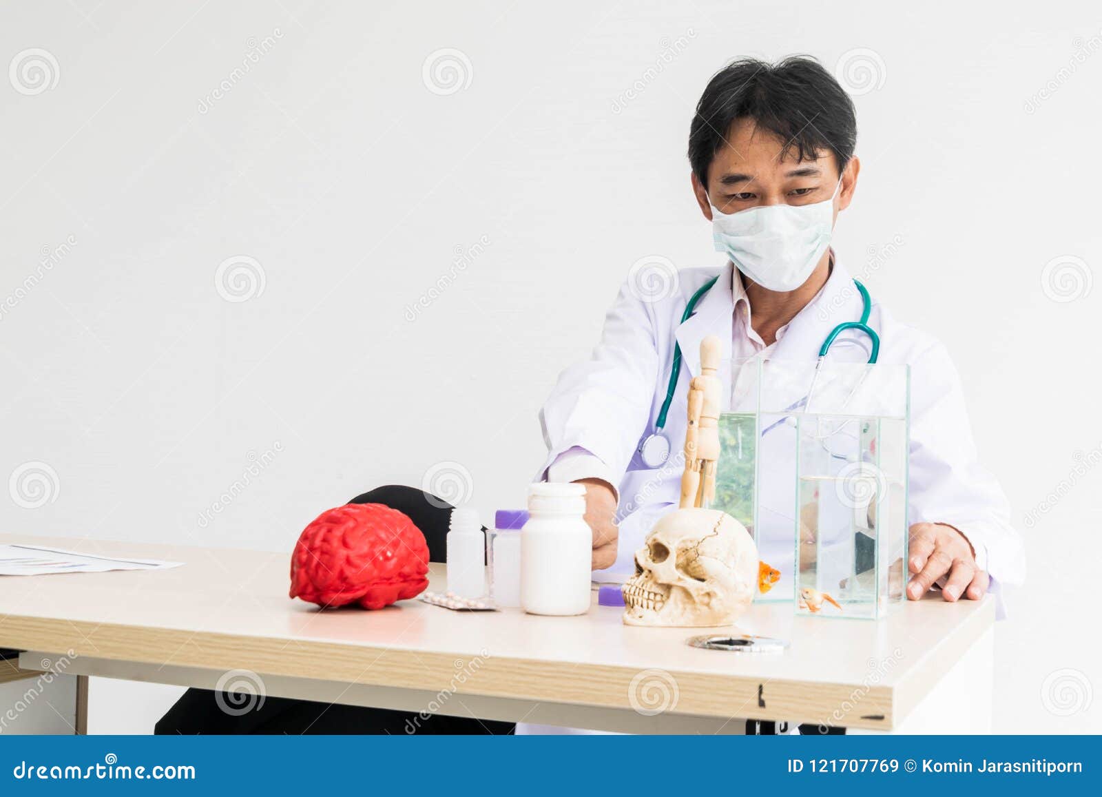 The doctor is relaxing. stock image. Image of adult - 121707769