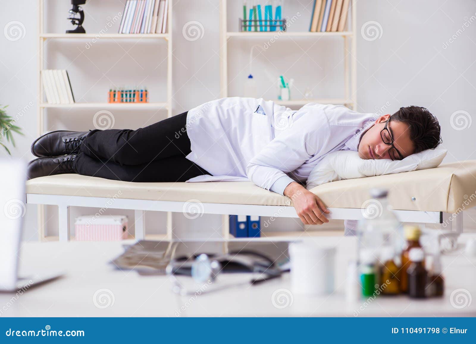 The Doctor Relaxing after Complex Surgery in Hospital Stock Photo ...