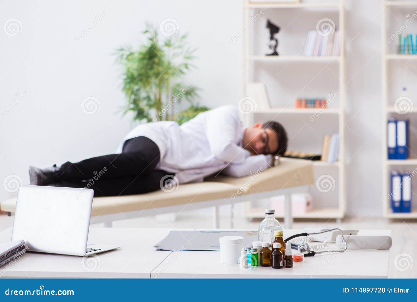 The Doctor Relaxing after Complex Surgery in Hospital Stock Photo ...