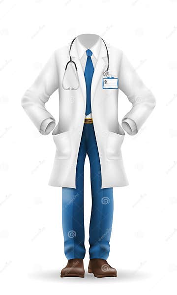 Doctor In A Robe Uniform Work Clothes Vector Illustration Stock