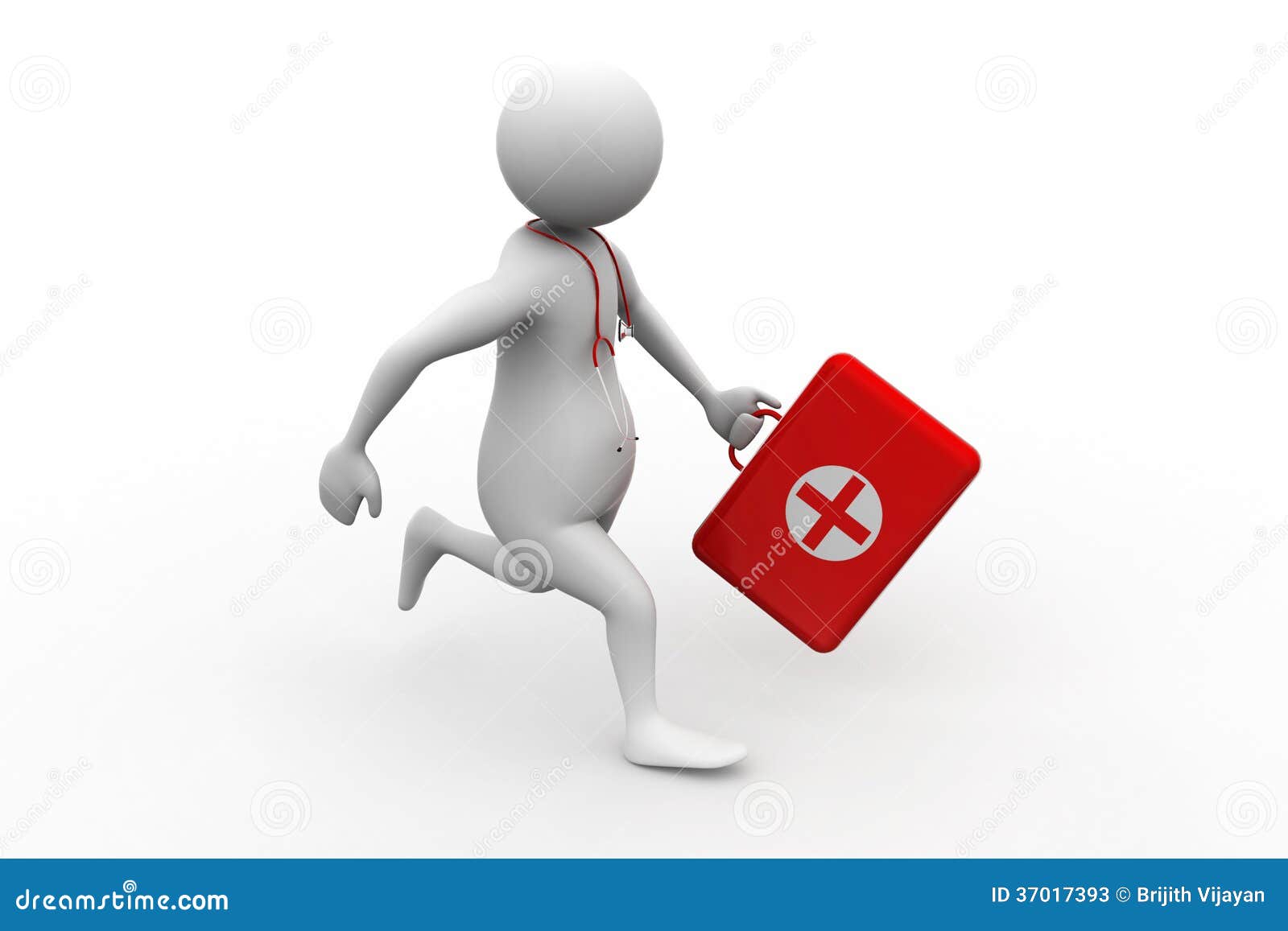 Doctor Running with First Aid Box Stock Illustration - Illustration of ...