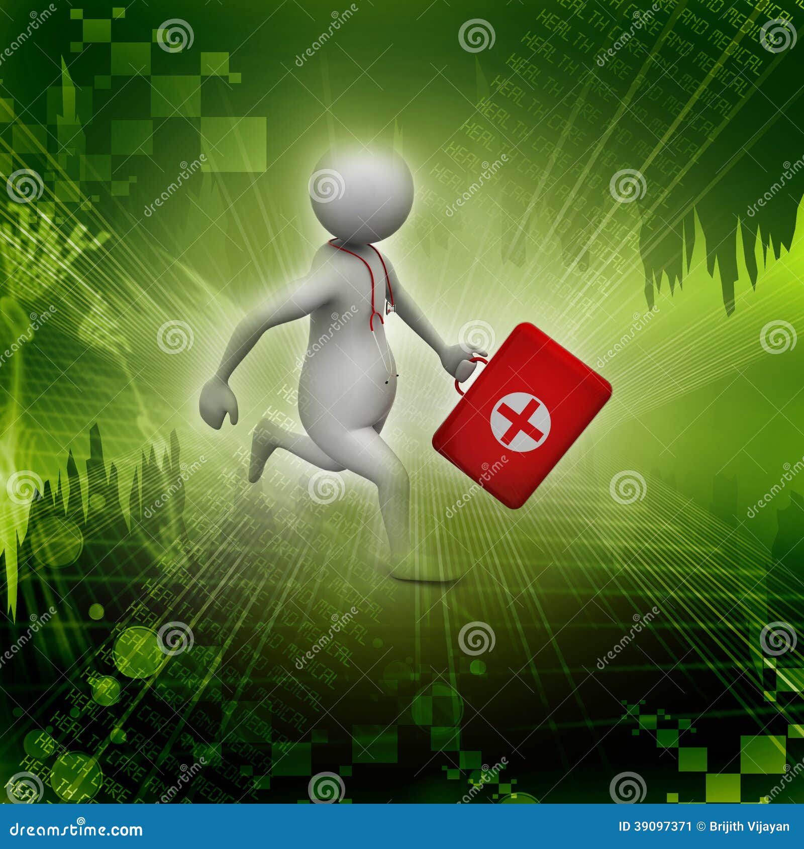 Doctor Running with First Aid Box Stock Illustration - Illustration of ...