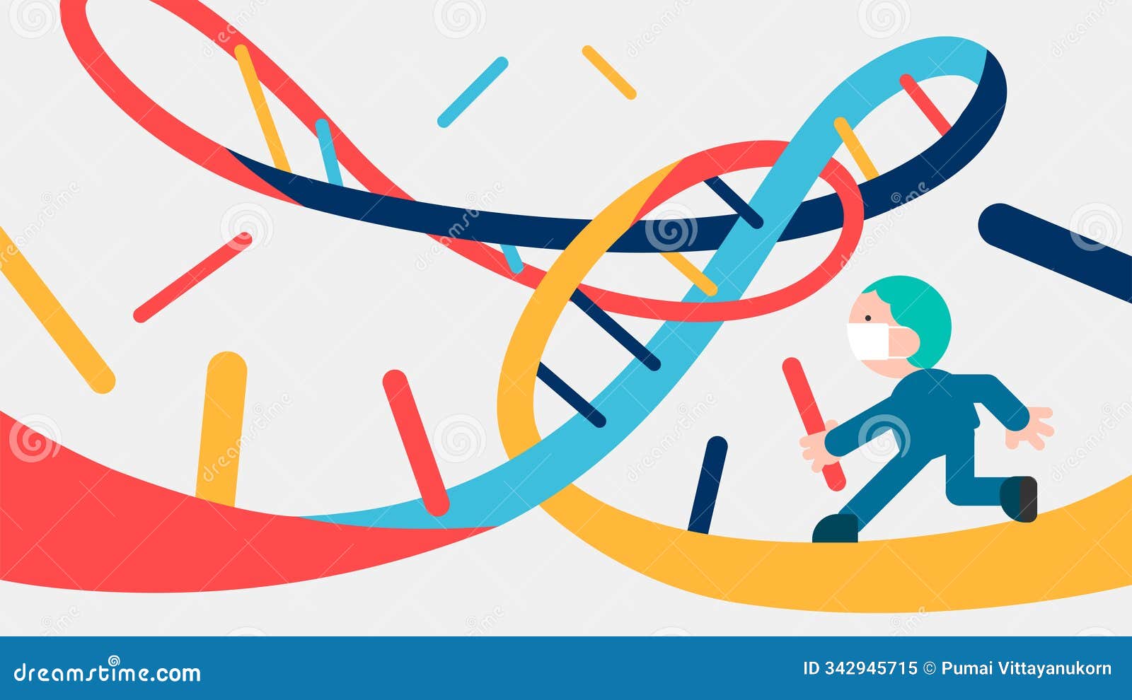 Doctor Running Inside DNA Helix Stock Illustration - Illustration of ...
