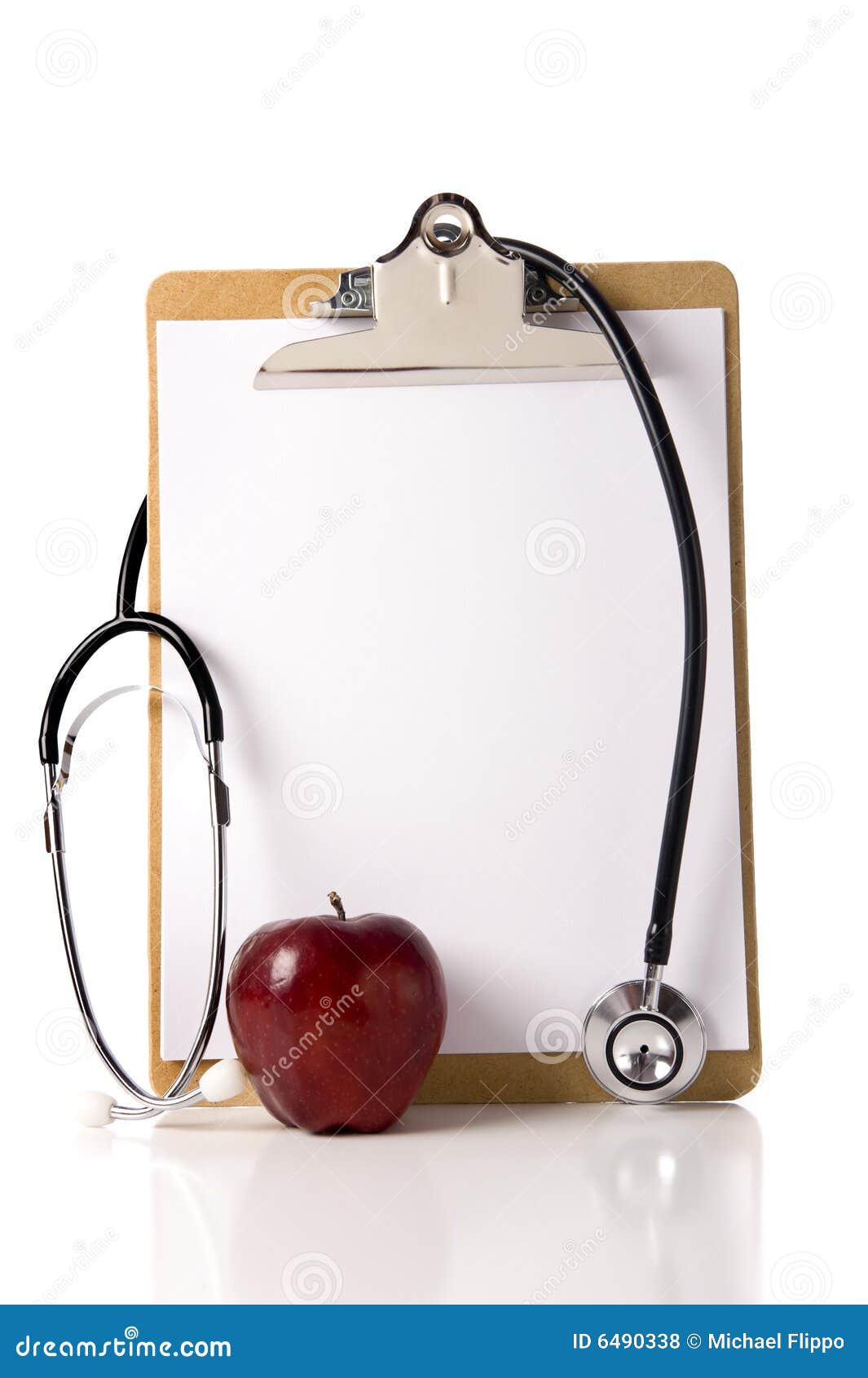 Doctor S Clipboard with an Apple and a Stethoscope Stock Photo - Image ...