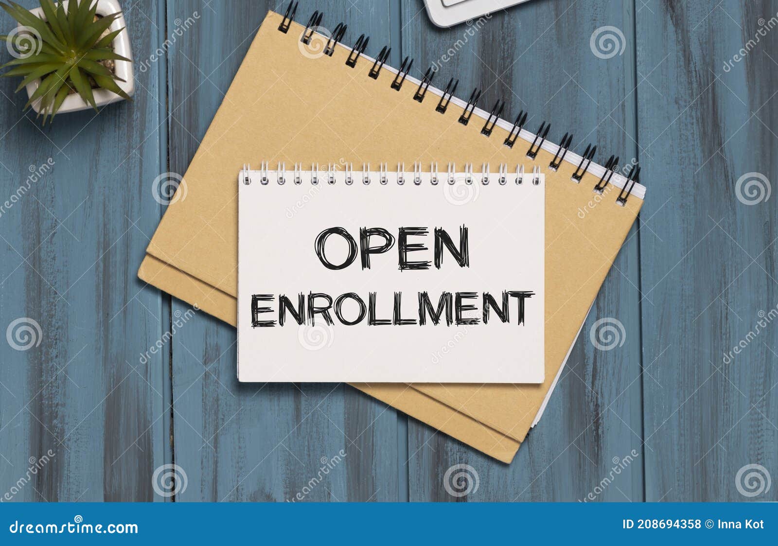 With Notebook and Text - Open Enrollment Stock Photo - Image of ...