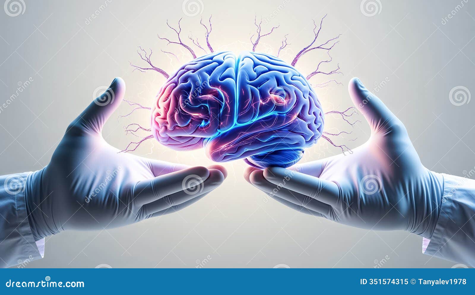 Doctor S Gloved Hands Holding a Model of a Human Brain Stock ...