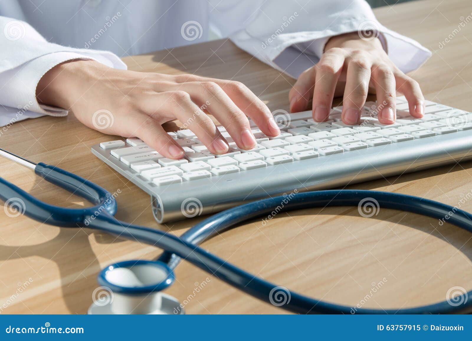 Doctor S Hand at Computer Typing Stock Image - Image of keyboard, male ...
