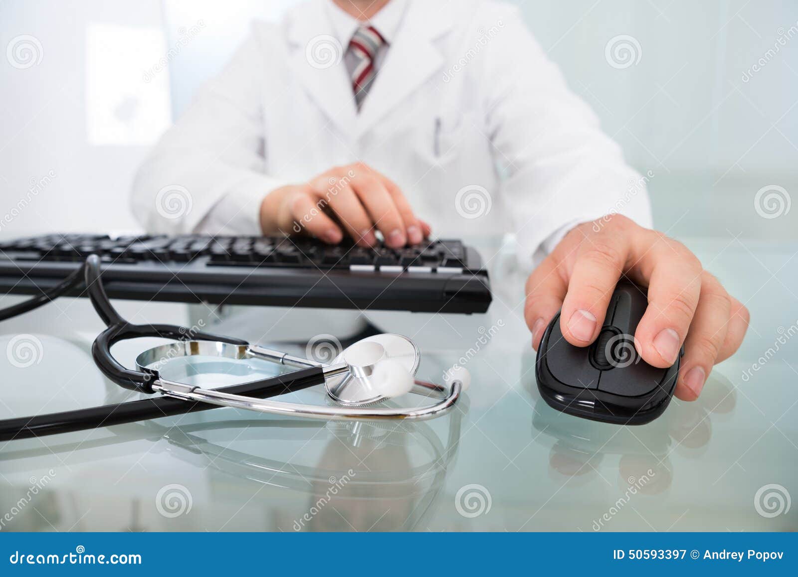 Doctor S Hand on Mouse and Keyboard Stock Image - Image of close ...
