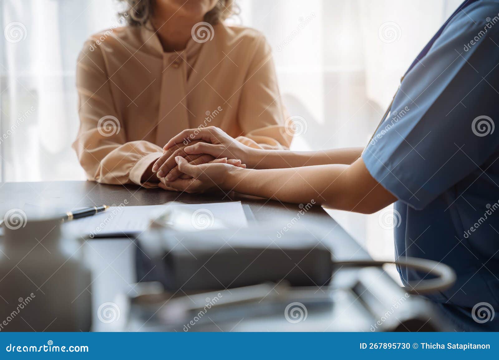 Doctor S Hand Reassuring Elderly Patient Stock Photo - Image of ...