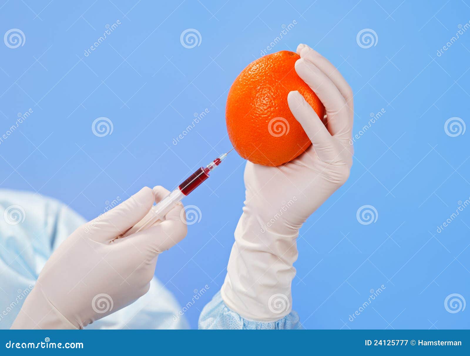 Doctor S Hands Injecting Orange Fruit Stock Image - Image of genetic ...