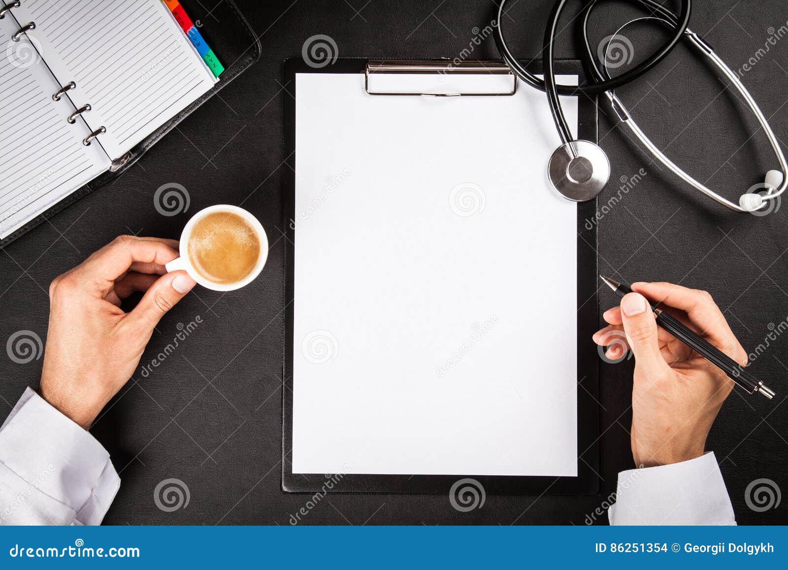 Doctor`s working table stock photo. Image of organizer - 86251354