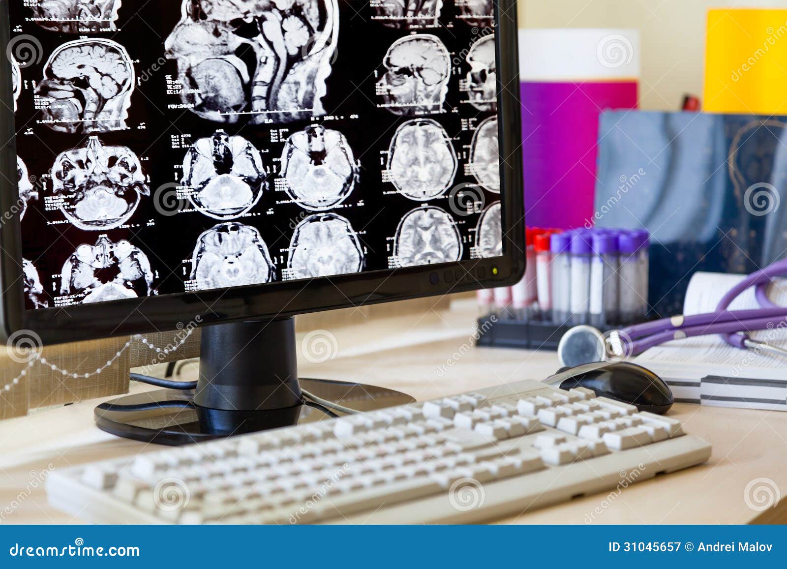 Doctor S Workplace with Computer Stock Image - Image of hospital ...