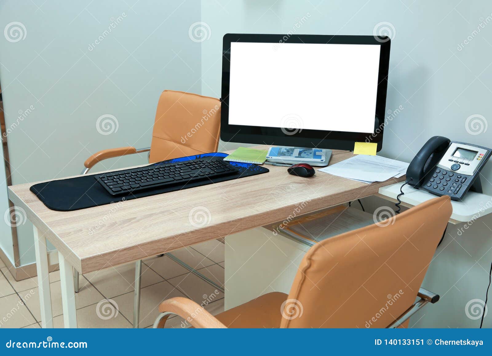 Doctor`s Workplace with Computer in Modern Clinic. Stock Image - Image ...
