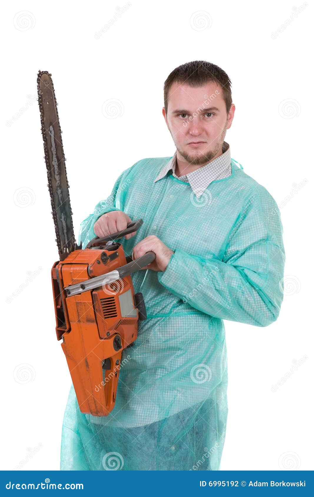 Doctor with saw stock photo. Image of maniac, glasses - 6995192