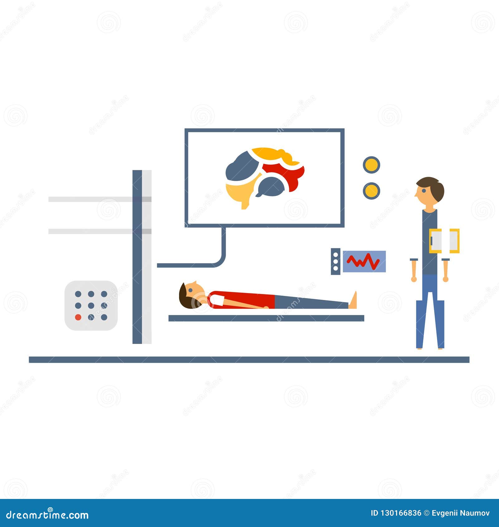 Brain Scanning, Flat Vector Illustration. Stock Vector - Illustration ...