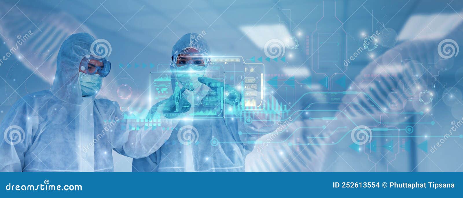 Doctor Or Scientist Using Smart Tablet Visual Interface Screen ...