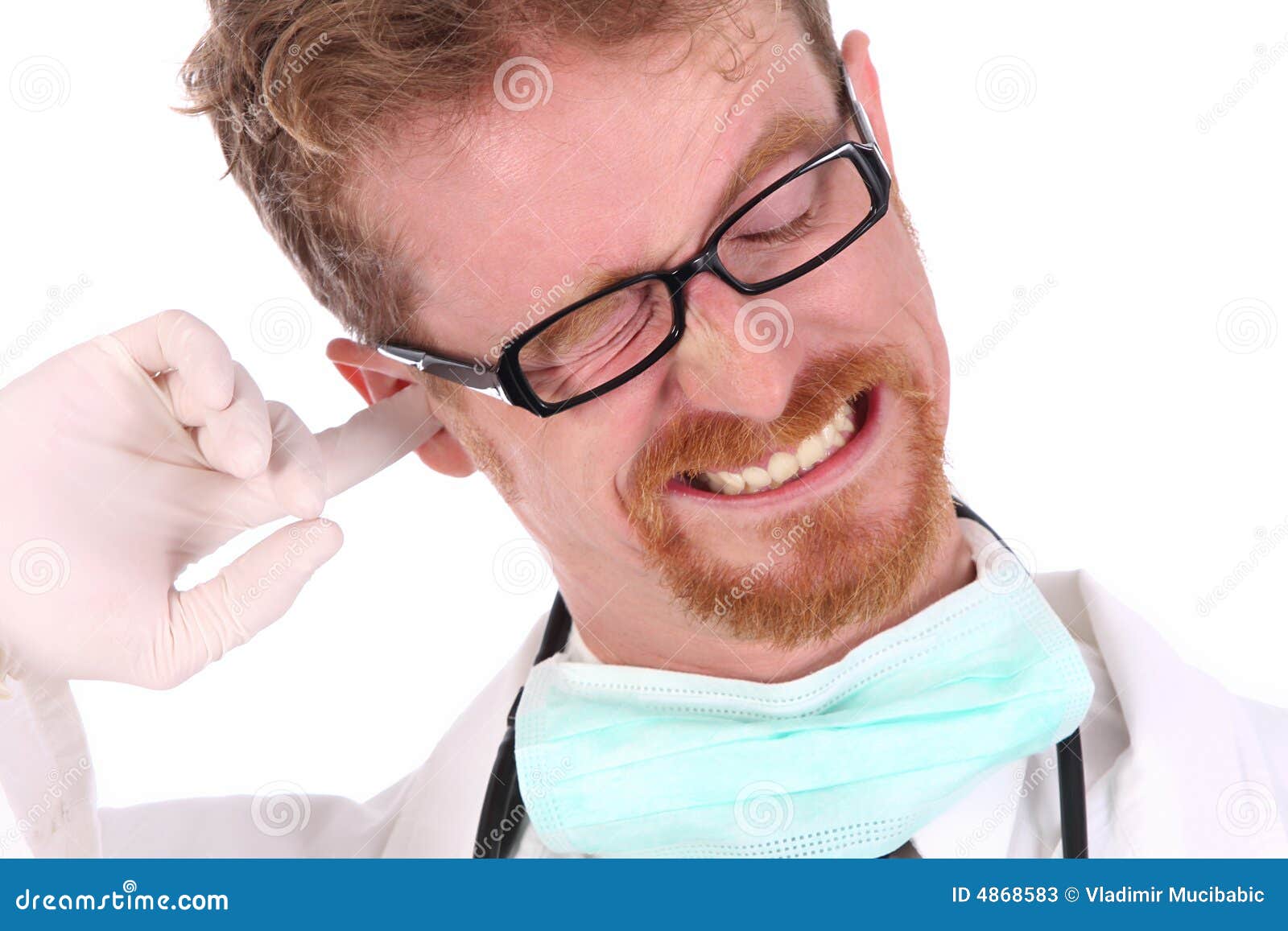 Doctor scratching on ear stock image. Image of occupation - 4868583