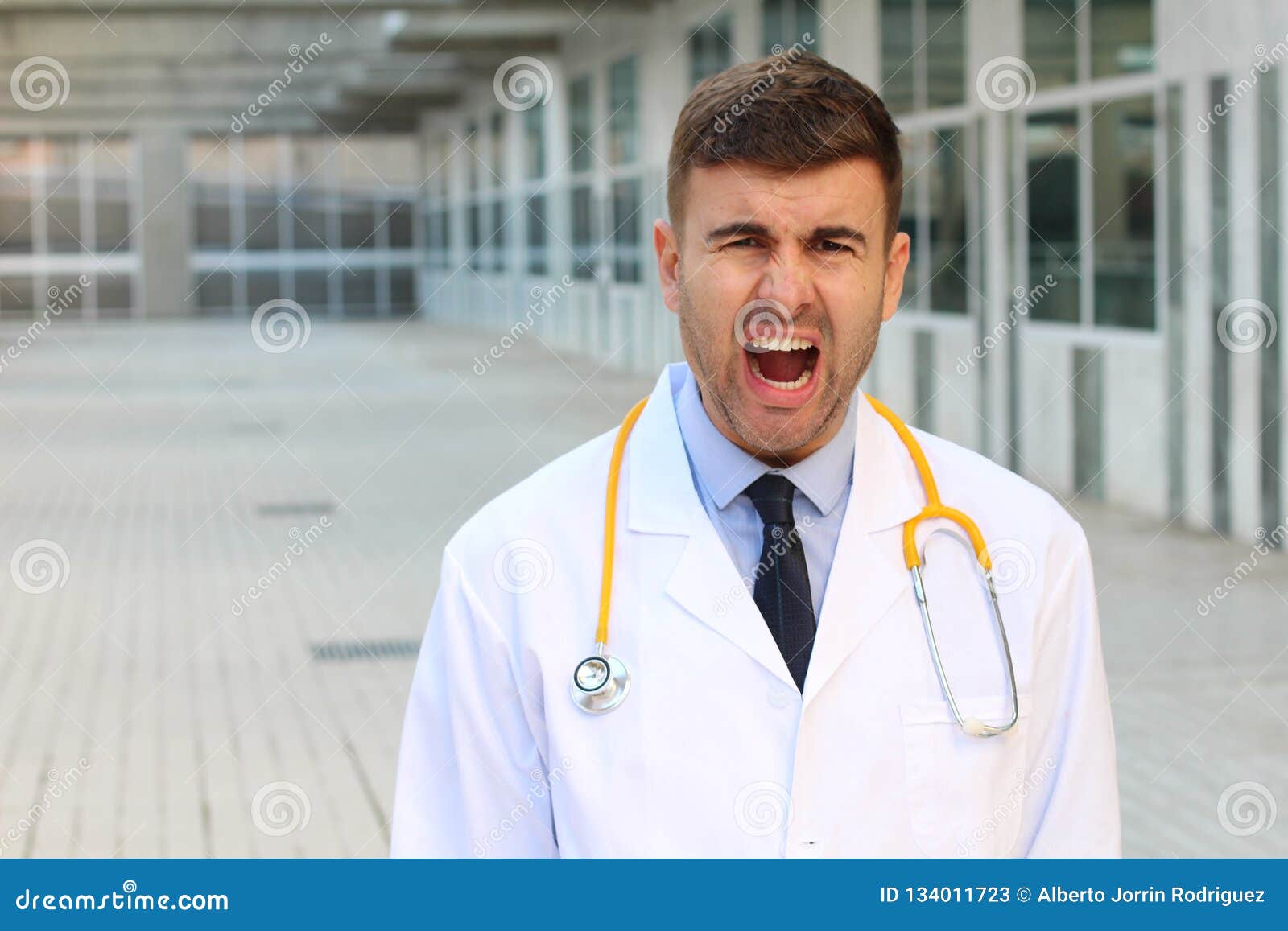 Doctor Screaming with Copy Space Stock Image - Image of fury, open ...