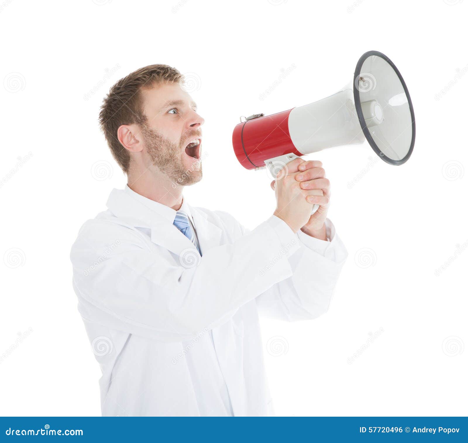Doctor Screaming into Megaphone Stock Photo - Image of expertise ...