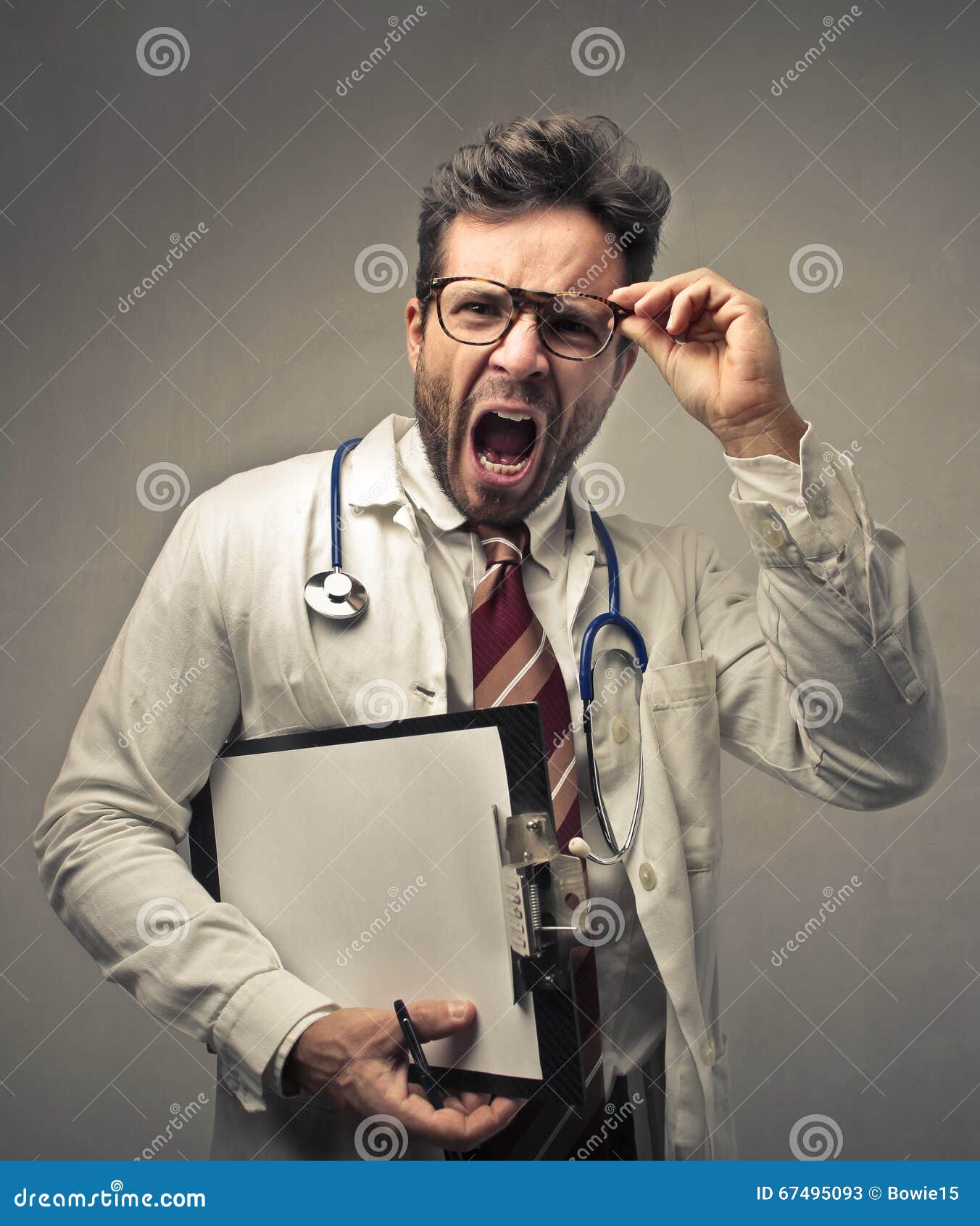 Doctor screaming stock image. Image of work, glasses - 67495093