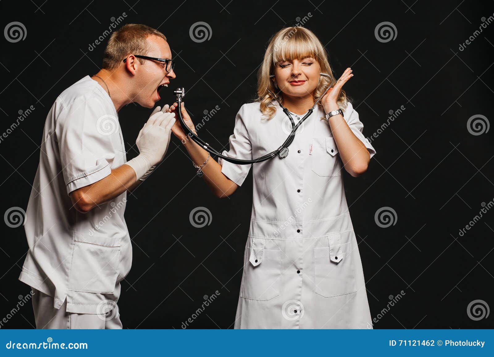 Doctor Screaming in the Stethoscope Stock Photo - Image of expression ...