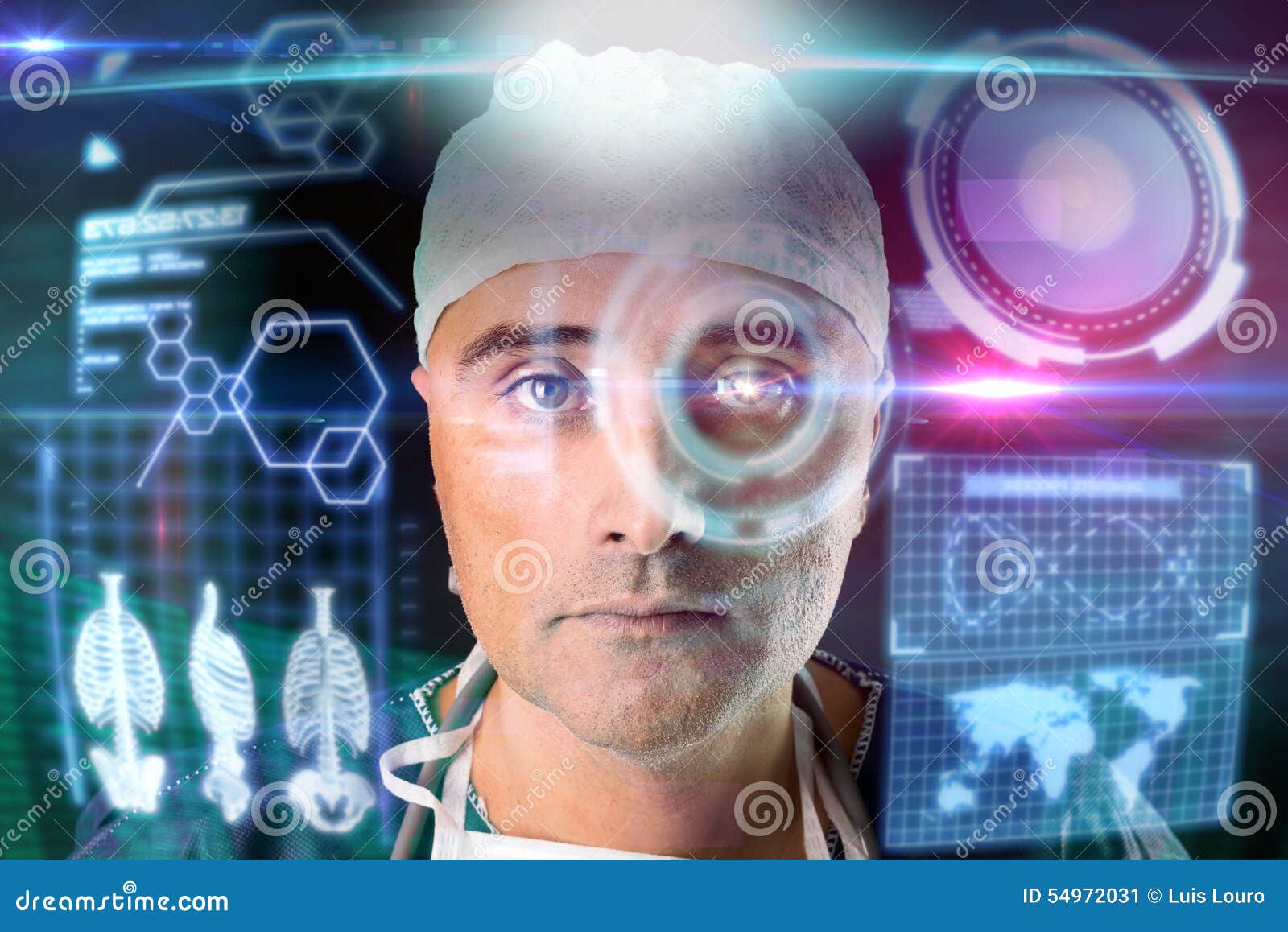 Doctor with screens stock image. Image of mask, display - 54972031