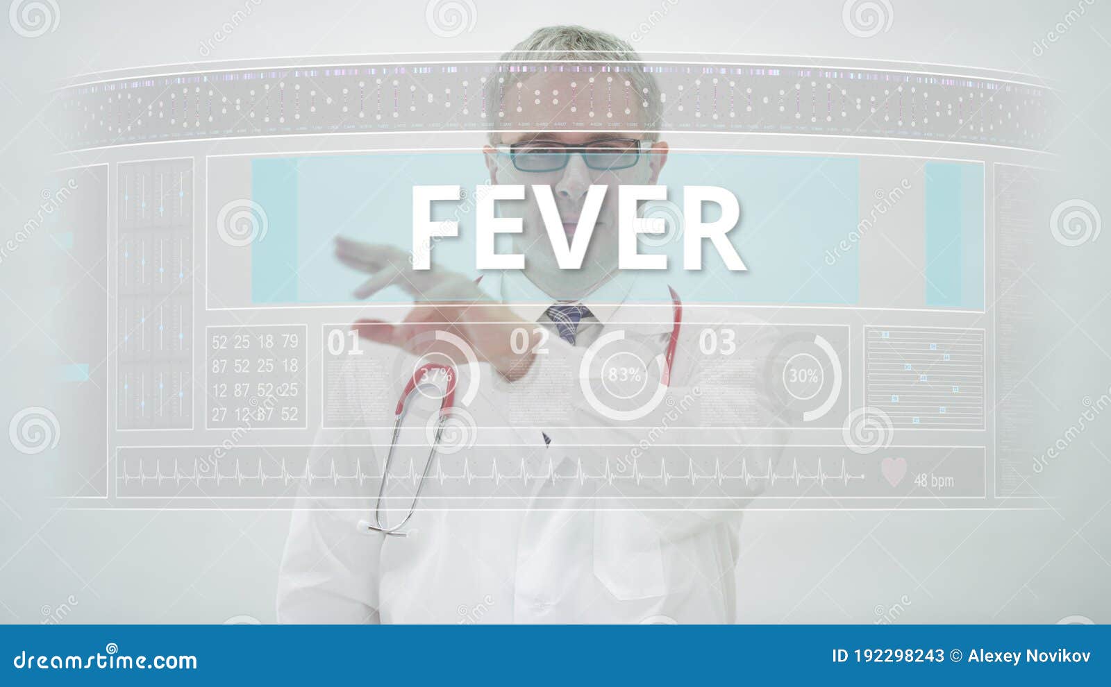 FEVER Tab is Scrolled by a Doctor on a Modern Display Stock Image ...