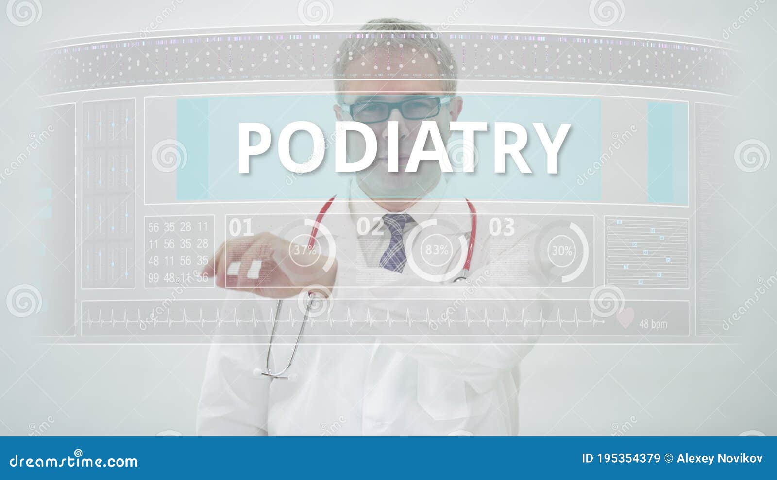 Doctor Scrolls To PODIATRY Tab on a Modern Touchscreen Display Stock ...