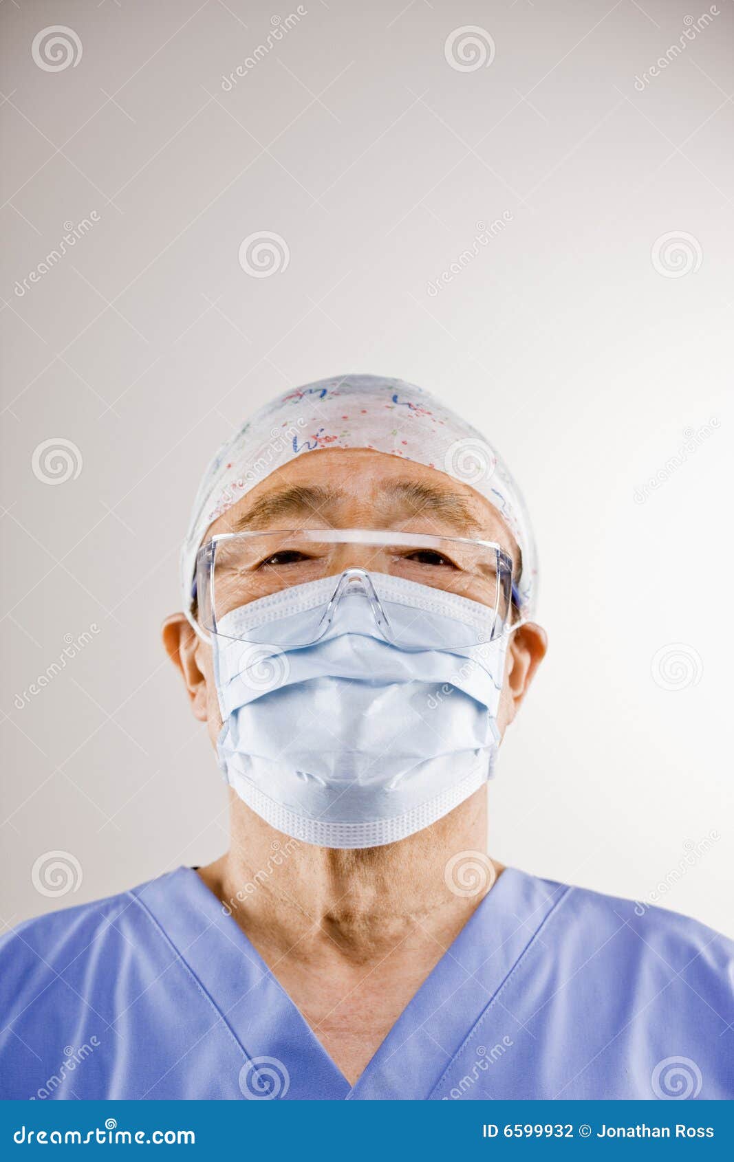 Doctor in Scrubs, Surgical Mask, Surgical Cap Stock Photo - Image of ...