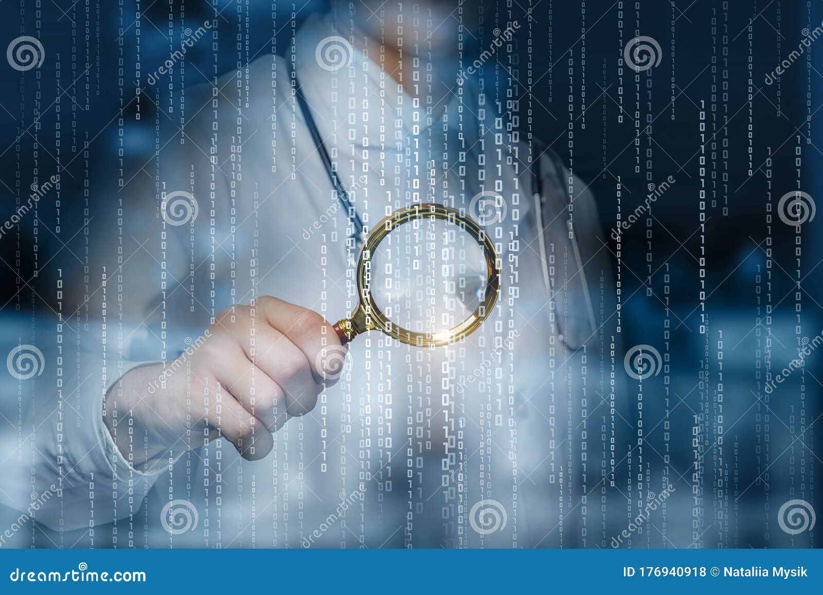 Doctor Searches for Information in Digital Systems Stock Photo - Image ...