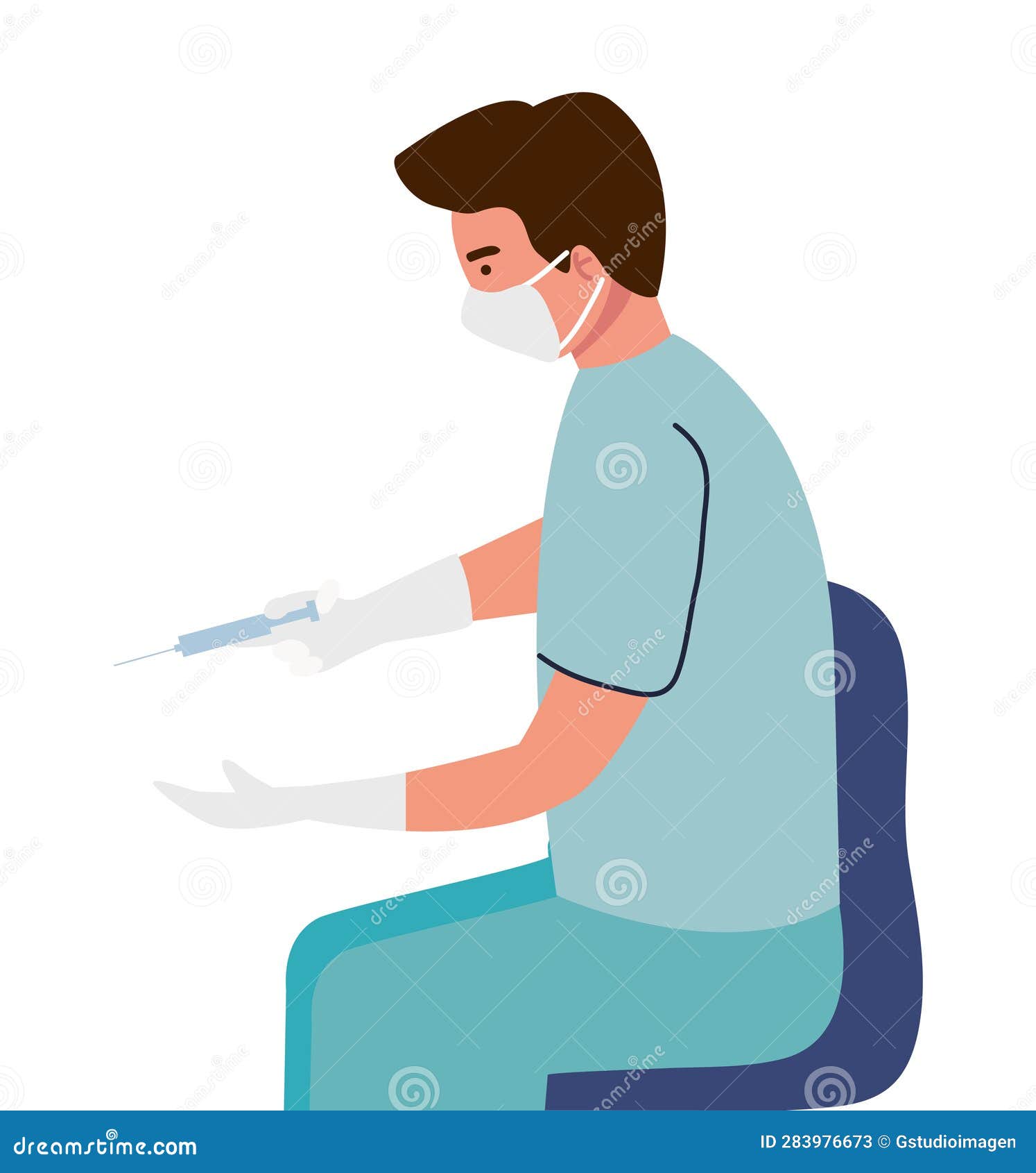Doctor Seated with Injection Stock Vector - Illustration of injection ...