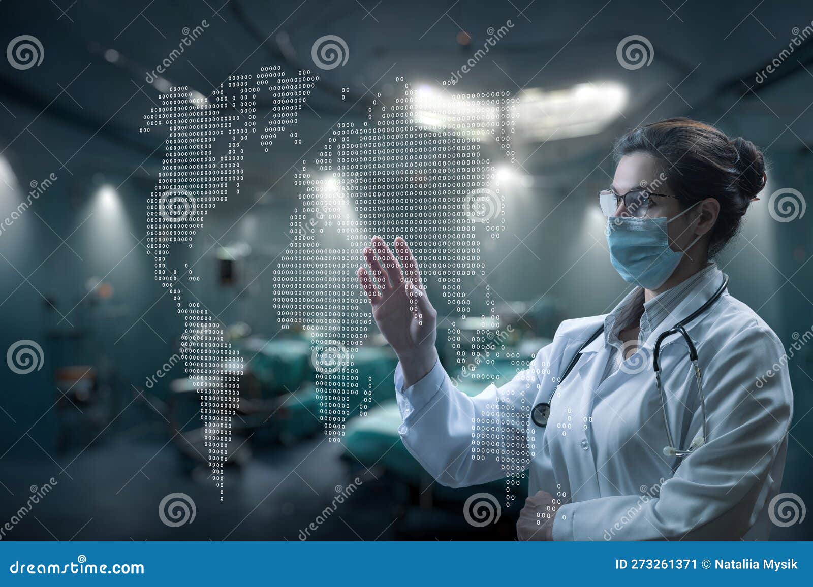 Doctor Selects a Place on the Map Stock Image - Image of care, clicks ...