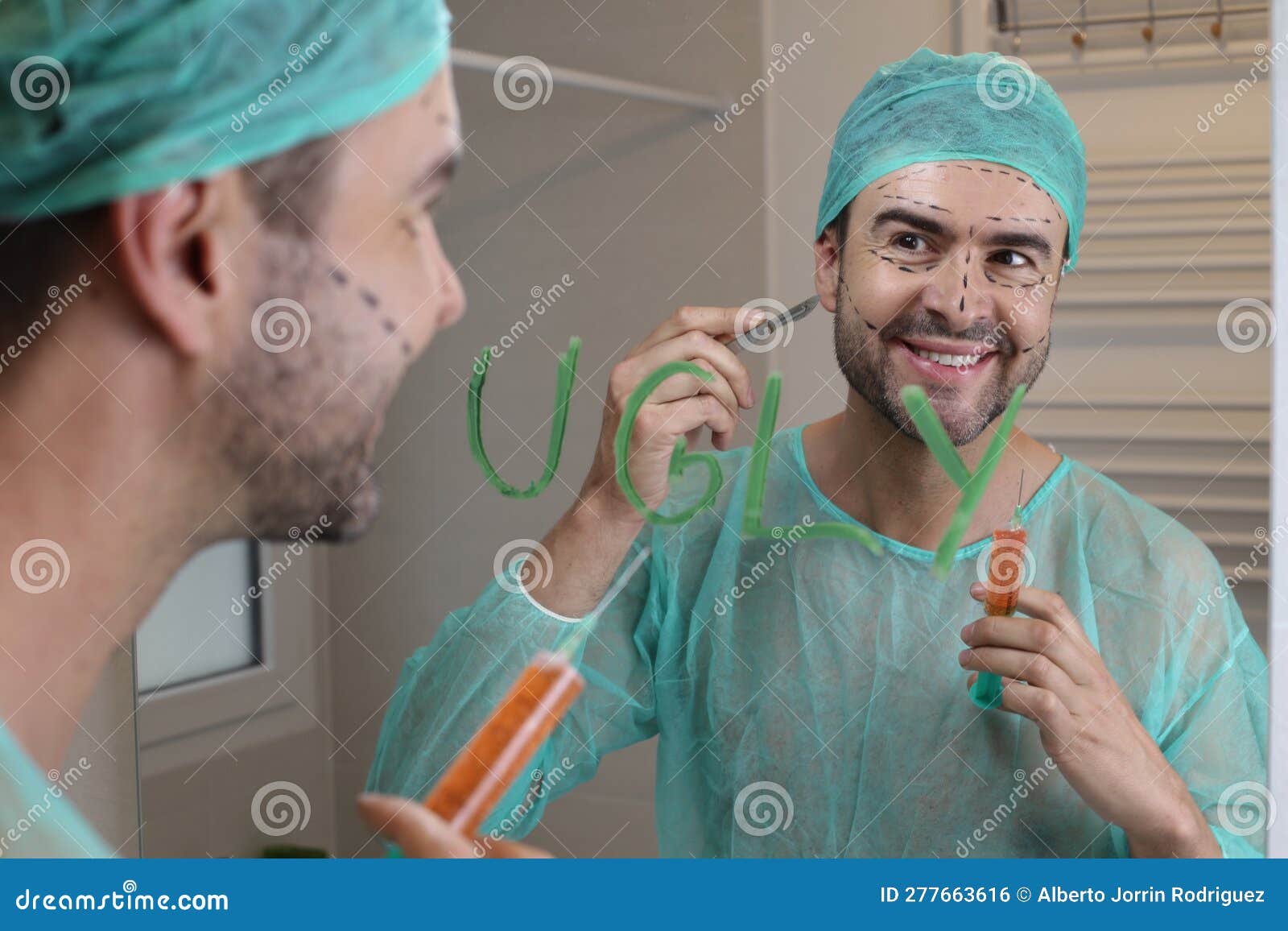 Doctor with Self Esteem Issues Experimenting on His Own Face Stock ...