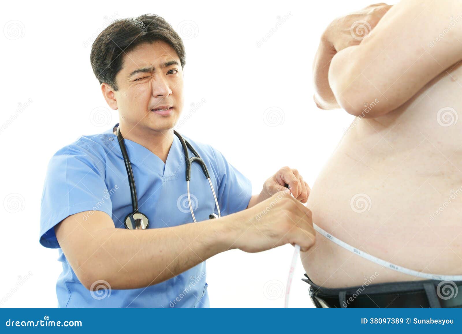 Doctor Serio Que Examina Una Obesidad Paciente Imagen de archivo ...