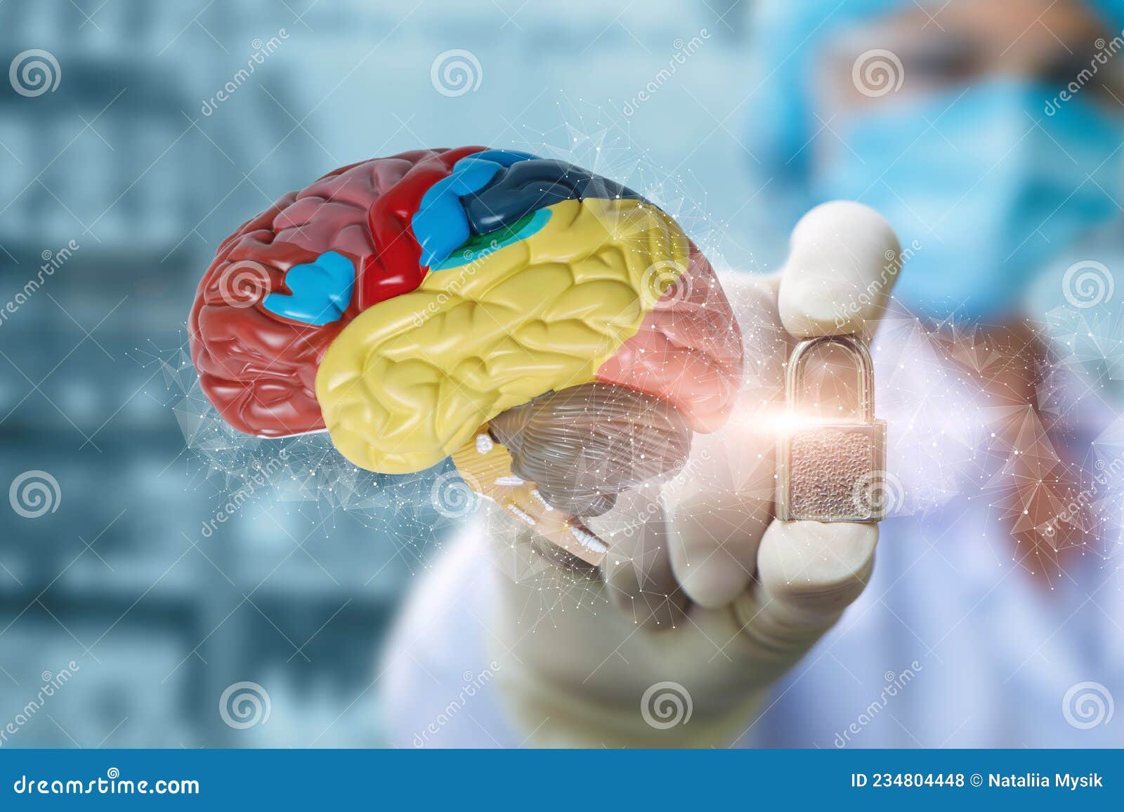 Doctor Set Lock on on Human Brain Function Stock Photo - Image of human ...
