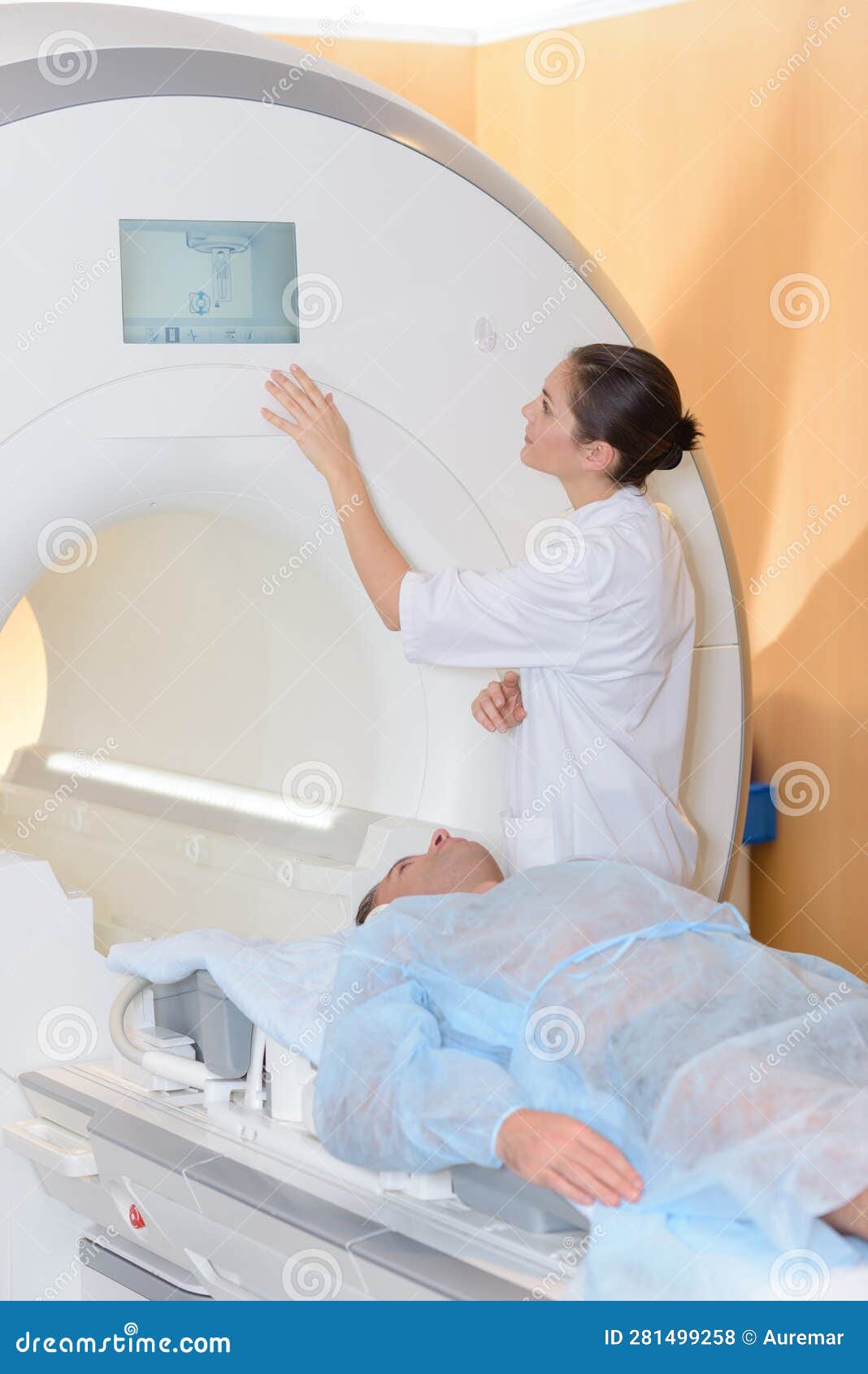 Doctor setting mri stock photo. Image of equipment, imaging - 281499258