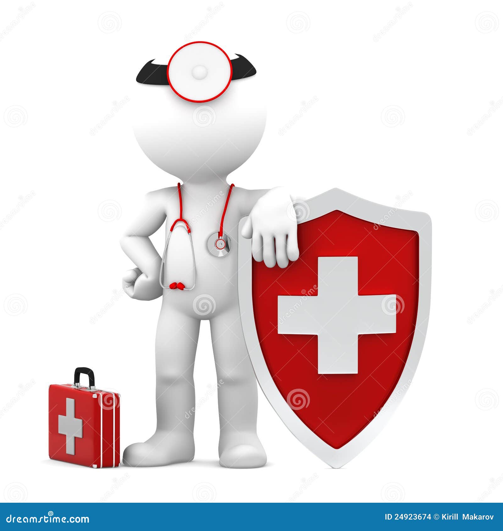 Doctor with shield stock illustration. Illustration of protection ...