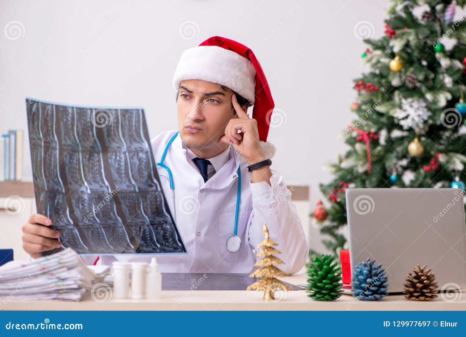 The Doctor on the Shift on Christmas Eve Stock Image - Image of ...